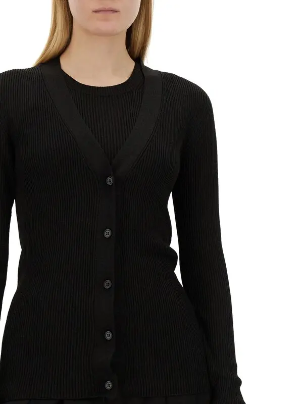 Fabiana Filippi Ribbed V-neck Long-sleeved Sweater