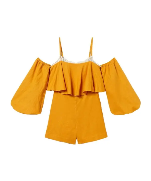 TWINSET Lace Trim Off-the-shoulder Ruffled Jumpsuit