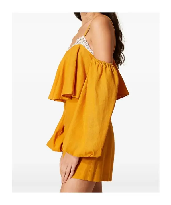 TWINSET Lace Trim Off-the-shoulder Ruffled Jumpsuit