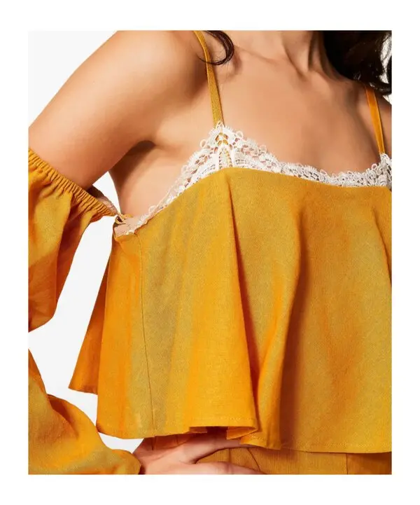 TWINSET Lace Trim Off-the-shoulder Ruffled Jumpsuit