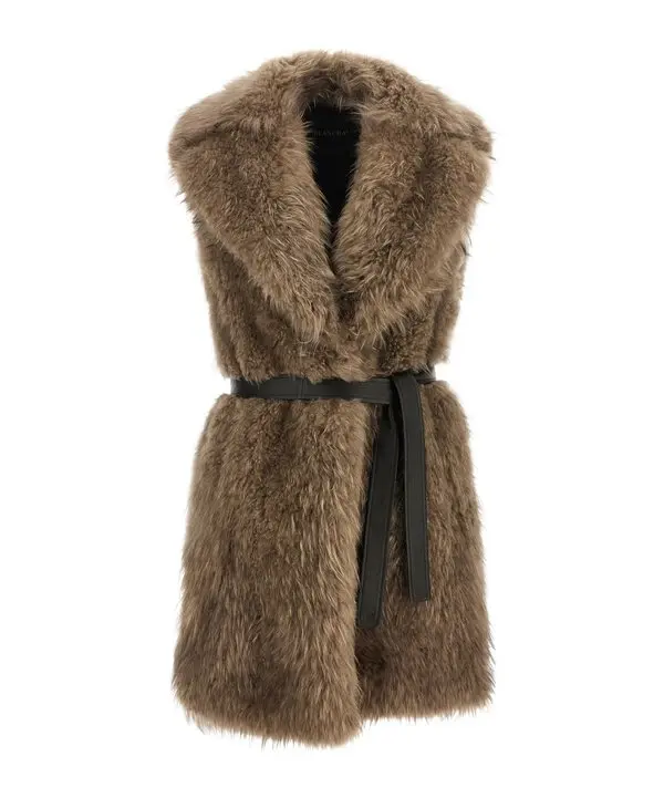 BLANCHA Tipping Vest With Shawl Collar And Belt