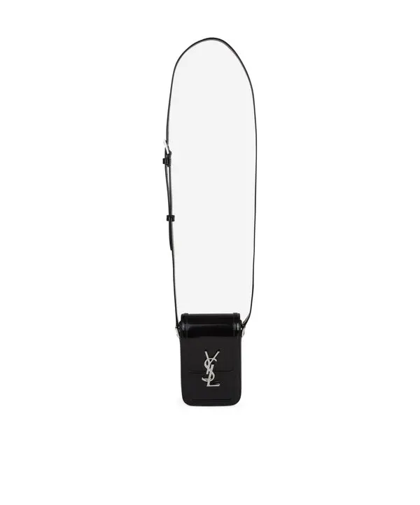 Saint Laurent Logo Plaque Foldover Top Shoulder Bag