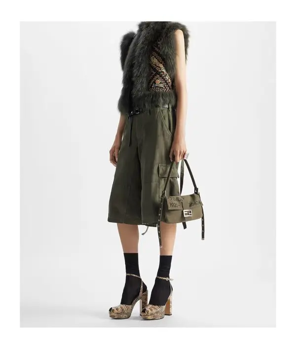 Fendi Patchwork Cotton Bermuda Shorts