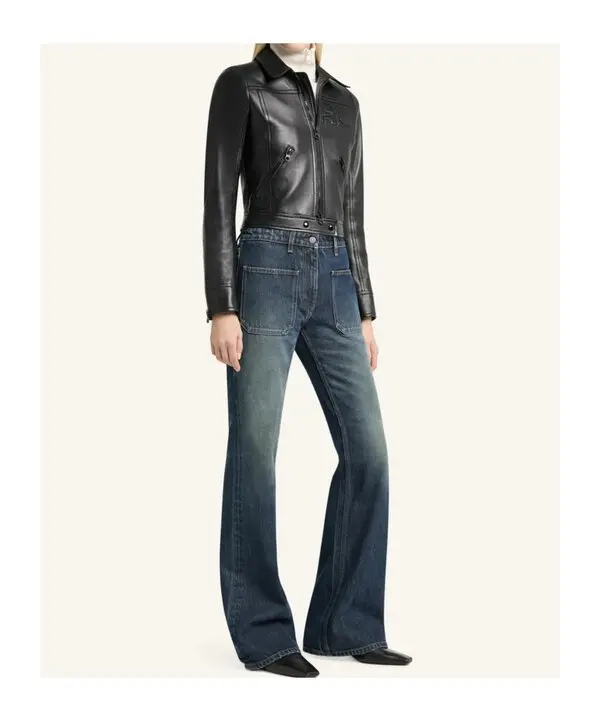 COURREGES Leather Zip-up Jacket With Logo Detail