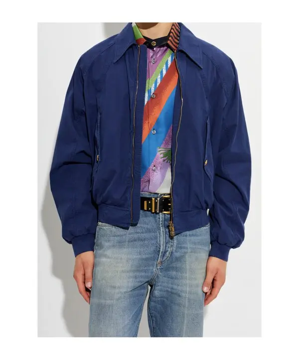 Versace Zip-up Bomber Jacket - Navy Blue