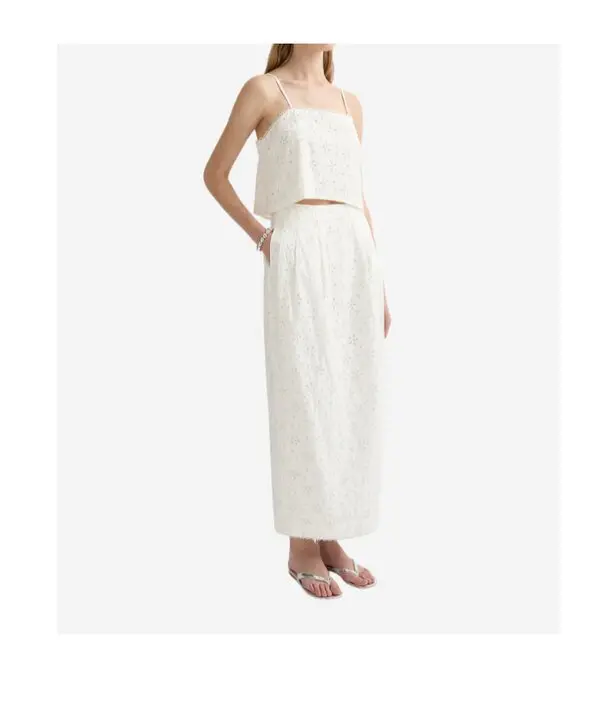 Posse Pleated Midi Skirt - Retro White