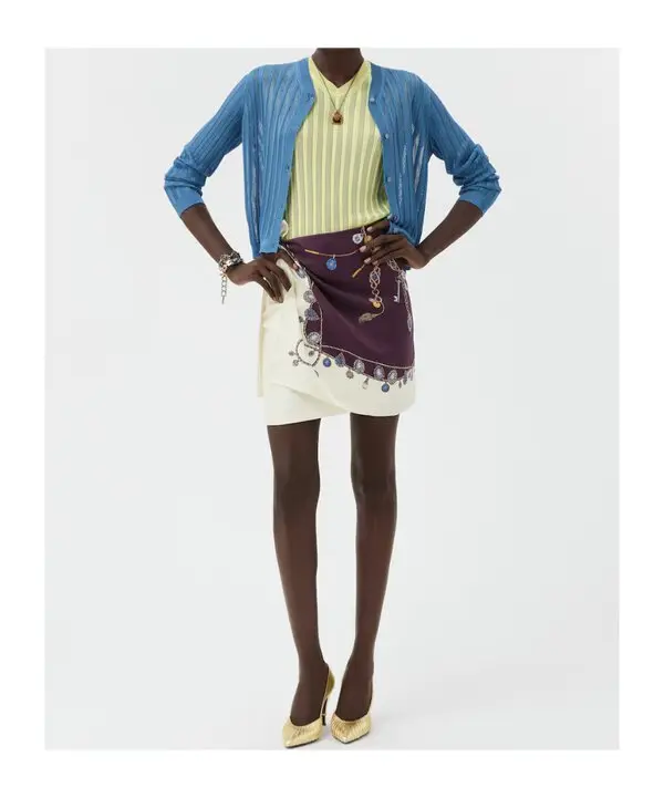 Versace Viscose Mesh Ribbed Knit Cardigan