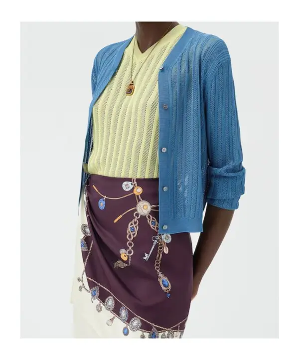 Versace Viscose Mesh Ribbed Knit Cardigan