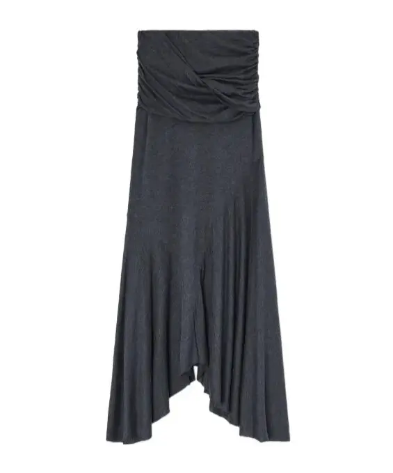 GANNI Long Skirt In Grey Jersey