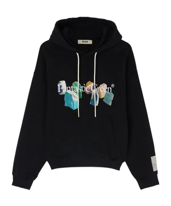 MSGM Slogan-print Organic-cotton Hoodie