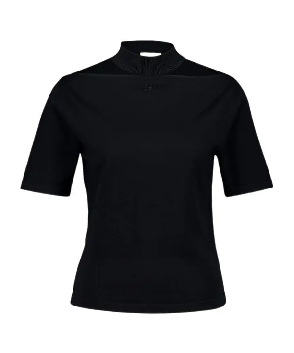 COURREGES Cut-out Merino Wool T-shirt - Black