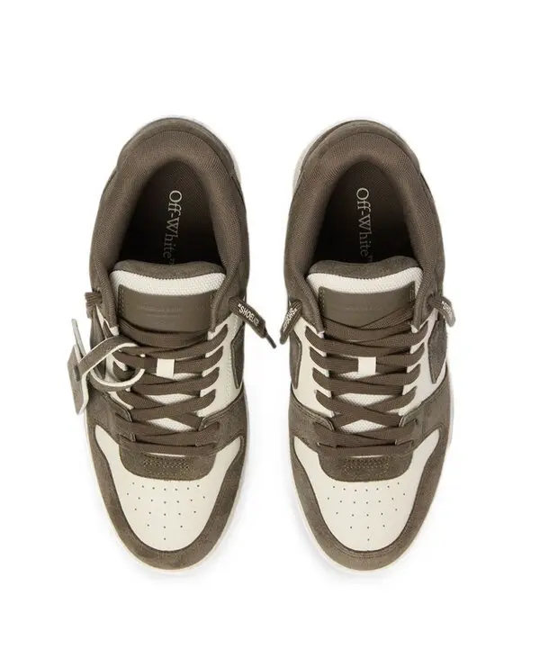 Off-White Round Toe Lace Up Sneakers - No