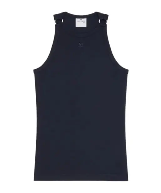 COURREGES Courrèges Buckled Ribbed Tank Top - Navy