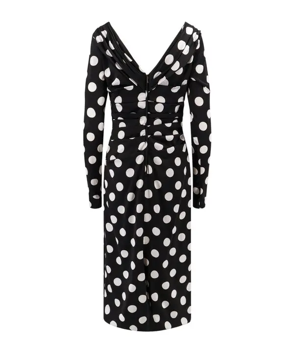 Dolce & Gabbana Polka Dot V-neck Midi Dress