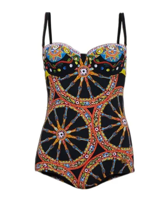 Dolce & Gabbana Carretto Print Balconette One-piece Swimsuit - Multiple Colors