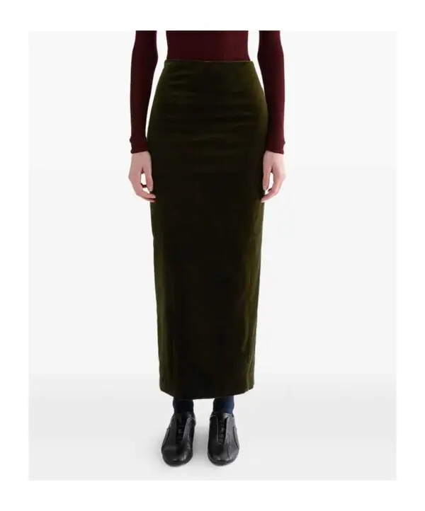 JIL SANDER High-waist Velvet Maxi Skirt