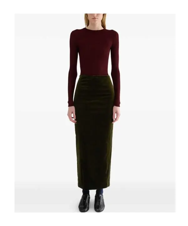 JIL SANDER High-waist Velvet Maxi Skirt - Utility