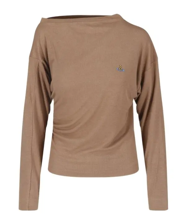 VIVIENNE WESTWOOD Hebo Orb-embroidered Draped Top - Brown