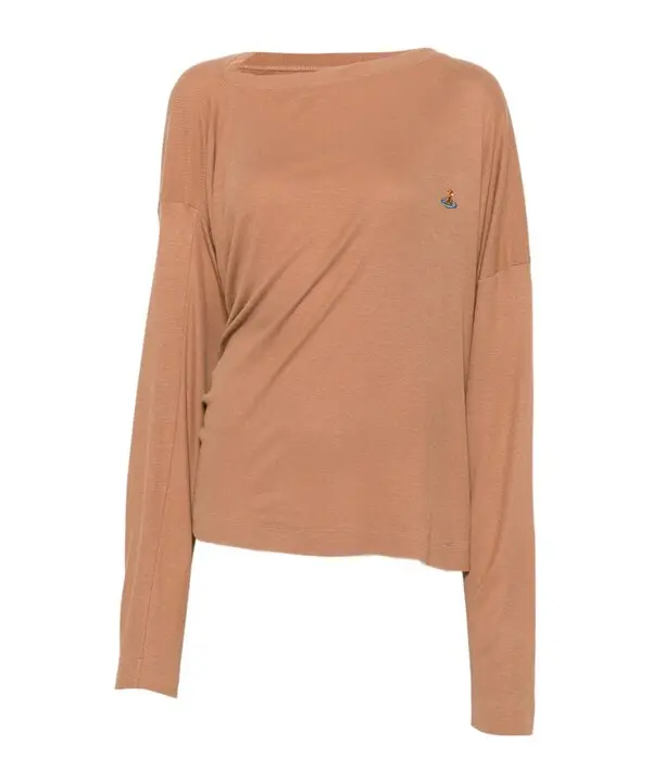 VIVIENNE WESTWOOD Orb Logo Draped Long-sleeve Top - No