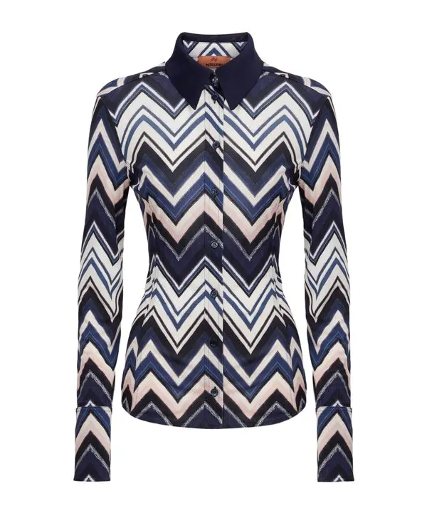 Missoni Zigzag Printed Long Sleeved Shirt - Black