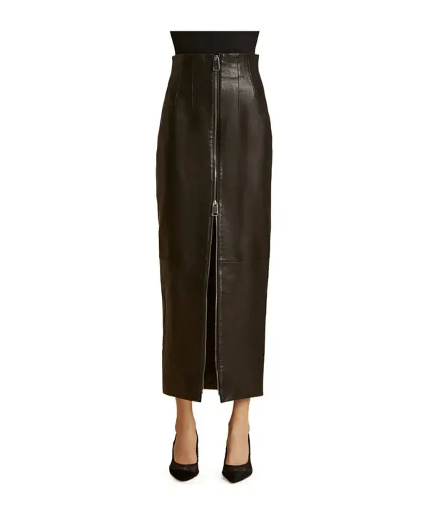 Khaite Ruddy Zipped Midi Skirt