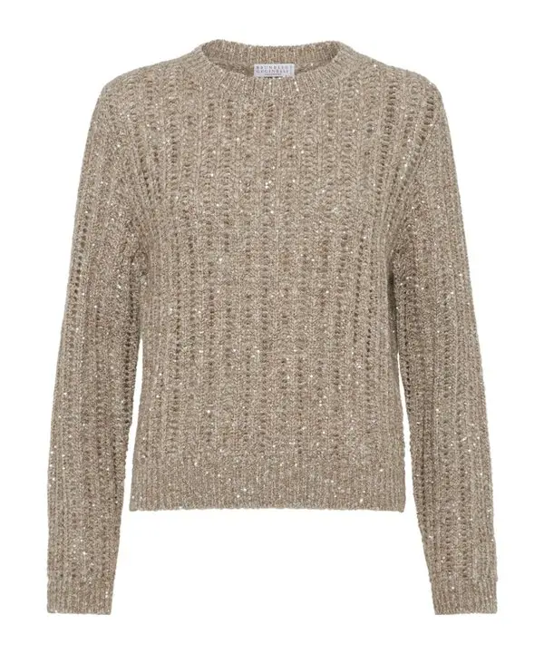 Brunello Cucinelli Long Sleeved Knitted Jumper - Nude