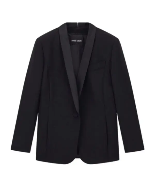 Giorgio Armani Single-breasted Satin Lapel Blazer - Black