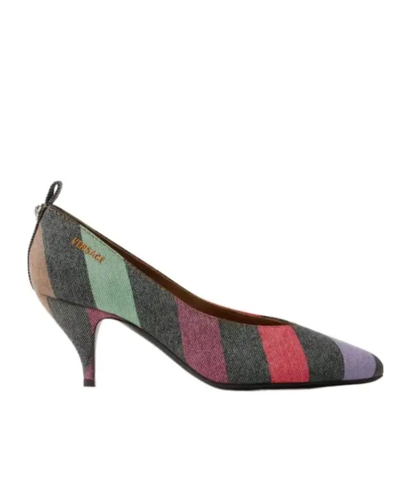 Versace Striped Kitten Heel Pumps - Multicolor