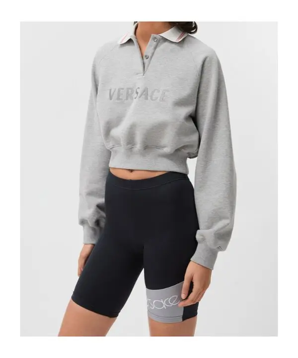 Versace Logo Embroidered Sweatshirt - Grey