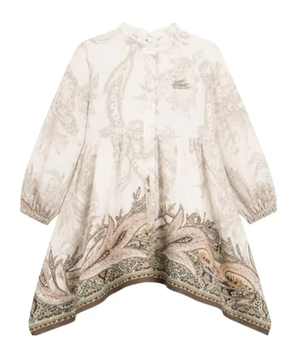 Etro Paisley Print Pegasus Embroidered High Neck Dress