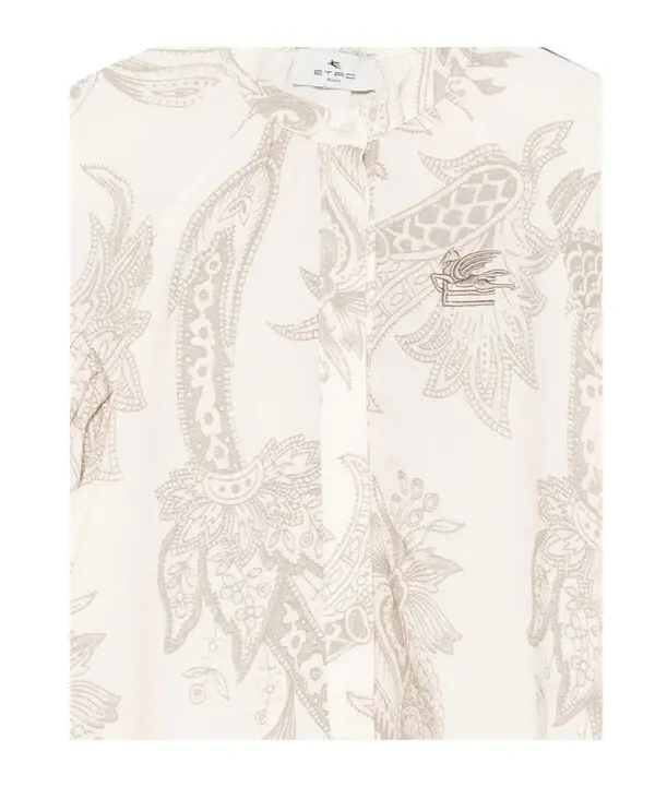 Etro Paisley Print Pegasus Embroidered High Neck Dress