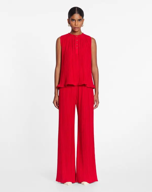 LANVIN Crewneck Pleated Top