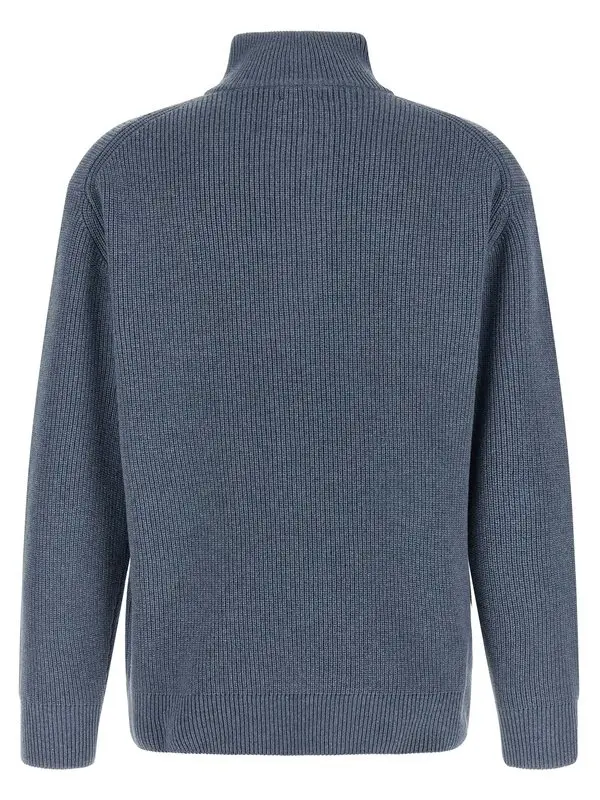 J.W.ANDERSON Ribbed Half-zip Knitted Sweater - Smoke-blue