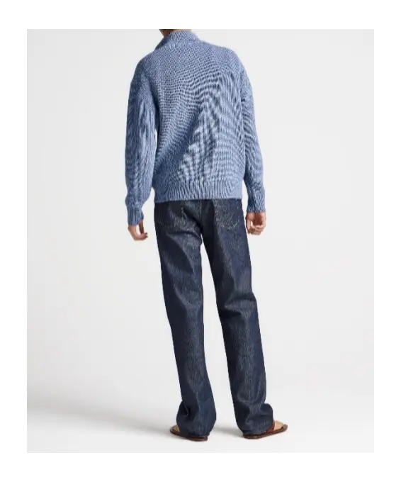 J.W.ANDERSON Ribbed Half-zip Knitted Sweater - Smoke-blue