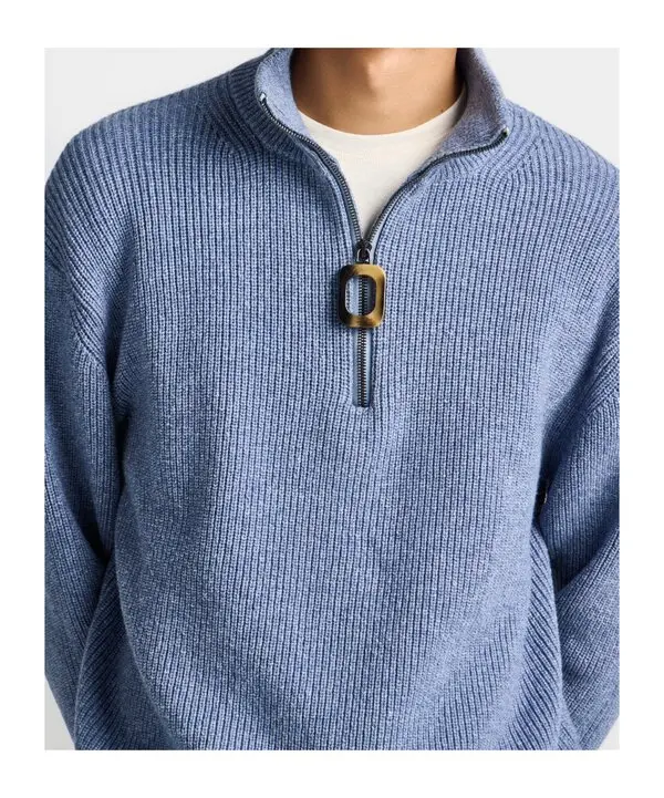 J.W.ANDERSON Ribbed Half-zip Knitted Sweater - Smoke-blue