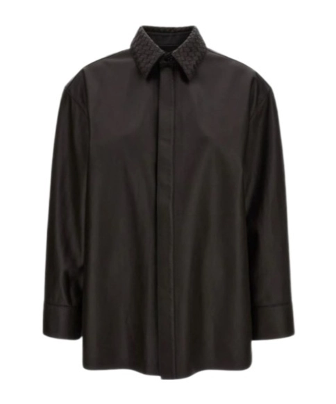 Bottega Veneta Collared Long-sleeved Shirt - Black