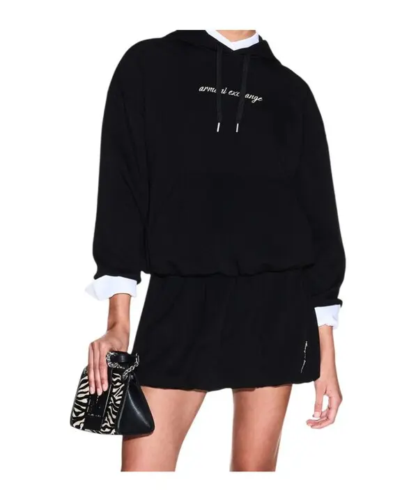 Armani Exchange Hooded Sweatshirt In Viscose Stretch Scuba