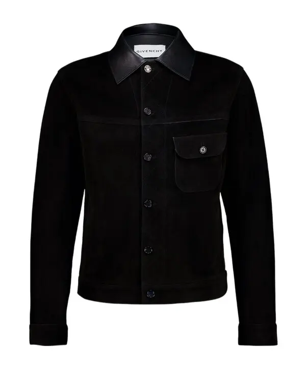 Givenchy Collared Long-sleeved Leather Jacket
