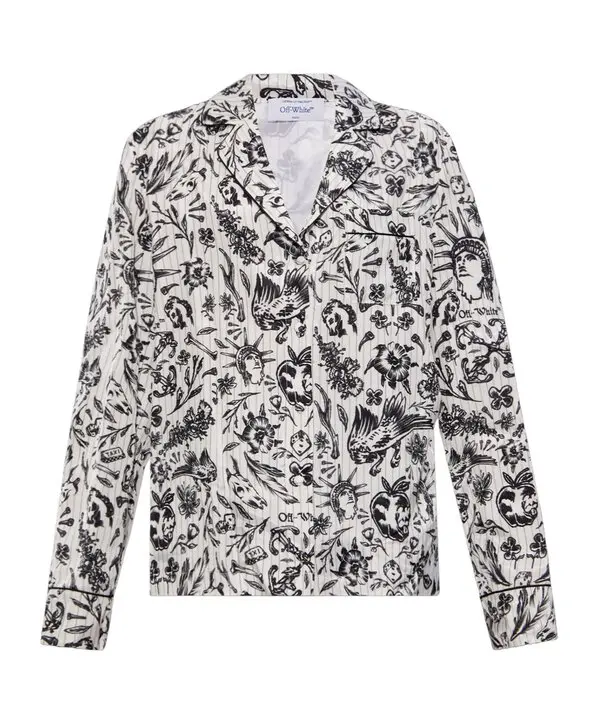 Off-White All-over Motif Striped Shirt