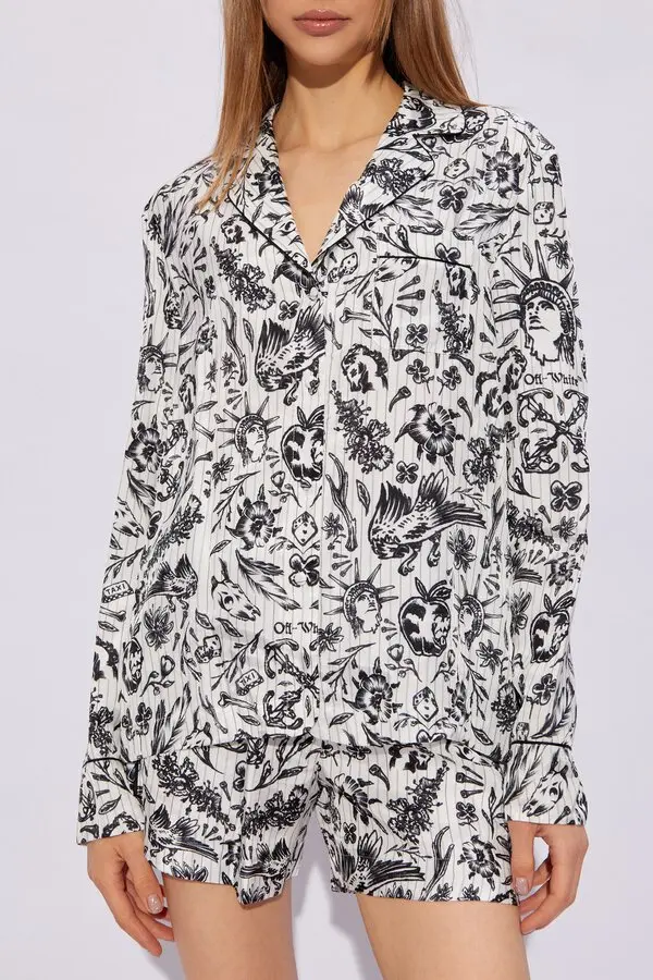 Off-White All-over Motif Striped Shirt