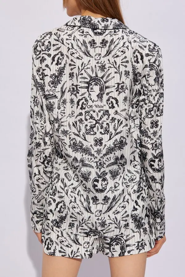Off-White All-over Motif Striped Shirt