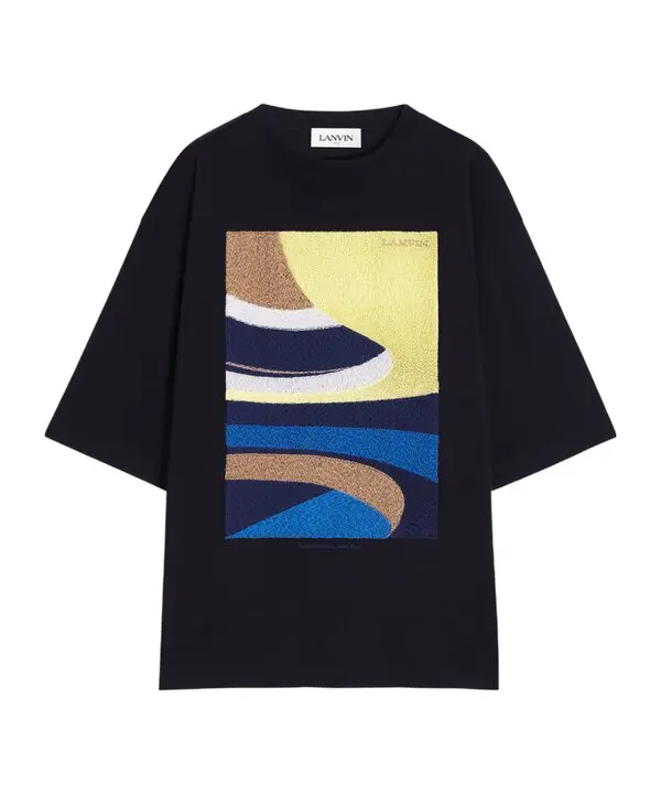 LANVIN Daunou Embroidered Loose-fit T-shirt