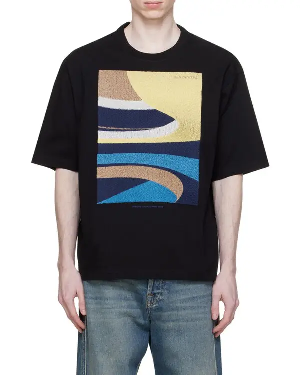 LANVIN Daunou Embroidered Loose-fit T-shirt