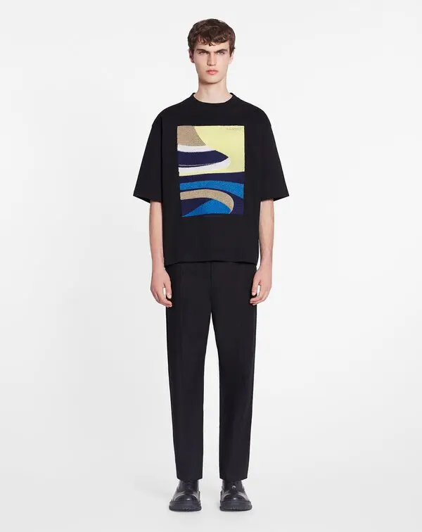 LANVIN Daunou Embroidered Loose-fit T-shirt