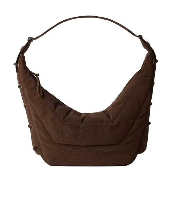LEMAIRE Large Soft Game Bag In Nylon Canvas - Chocolate Truffle