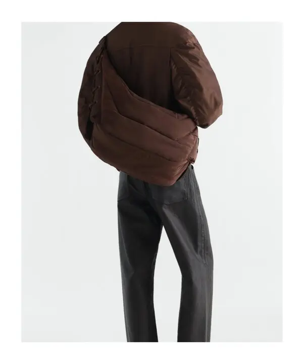 LEMAIRE Large Soft Game Bag In Nylon Canvas - Chocolate Truffle
