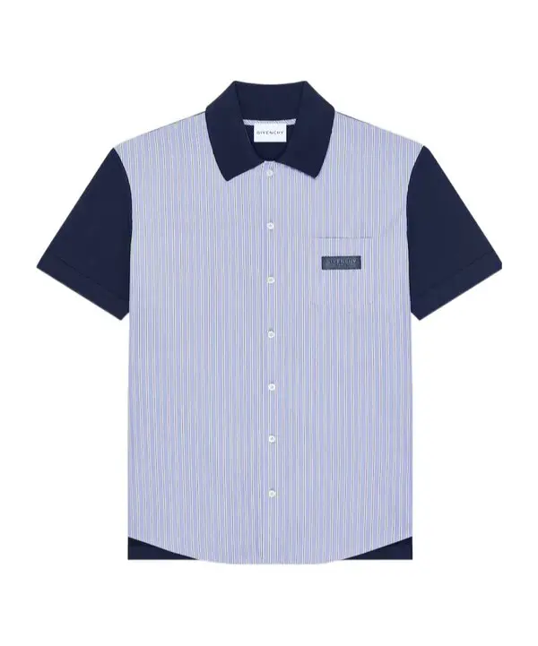 Givenchy Striped Shirt In Cotton With Paris Gros Grain - Navy Blue