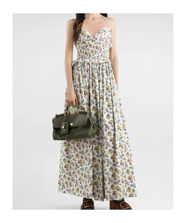 Dolce & Gabbana Floral Ruffled Maxi Dress - Gray
