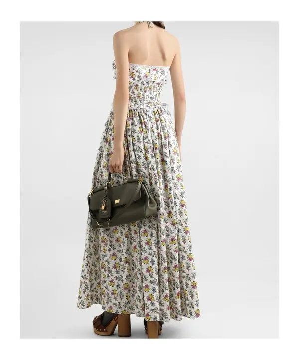 Dolce & Gabbana Floral Ruffled Maxi Dress - Gray