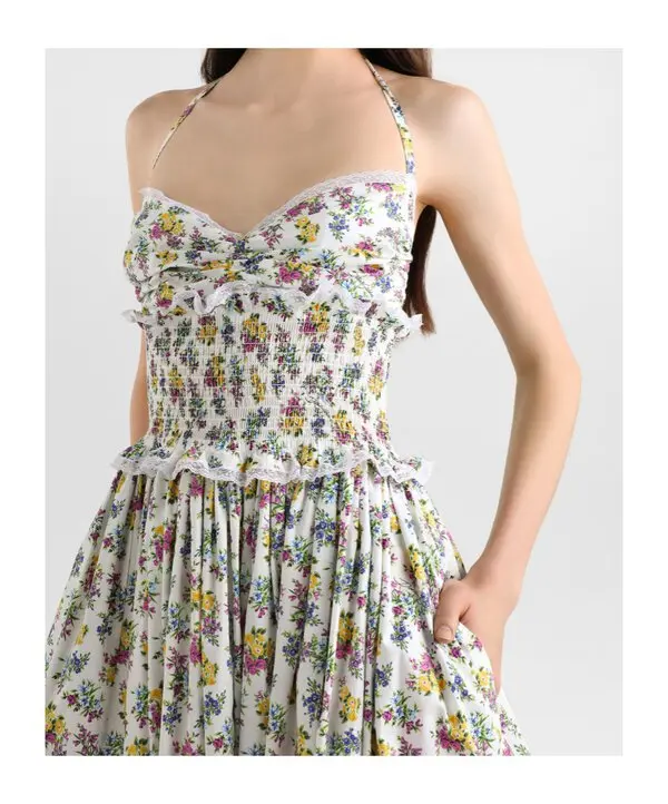 Dolce & Gabbana Floral Ruffled Maxi Dress - Gray